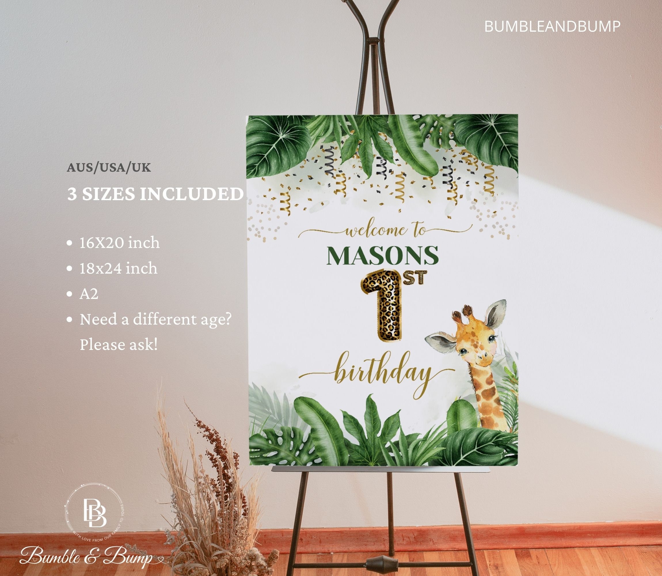 Safari First Birthday Welcome Sign Printable Jungle Theme - Etsy