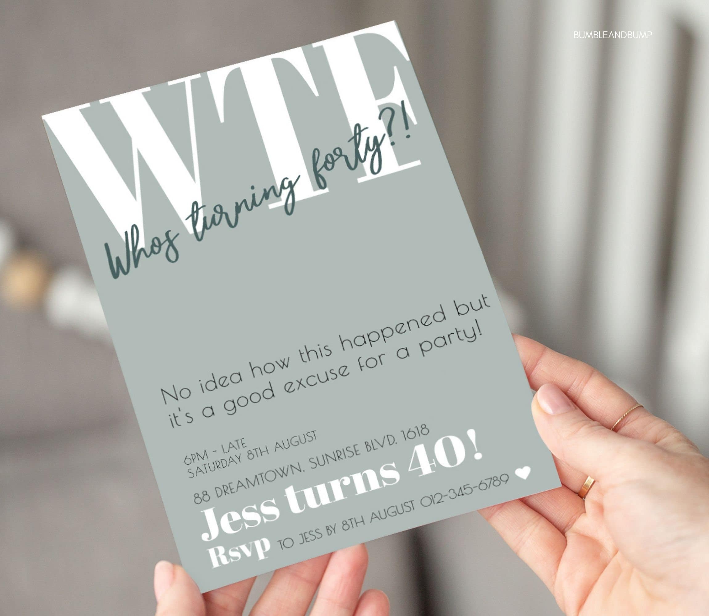 Whos Turning Forty Printable Birthday Invite 40th Birthday - Etsy