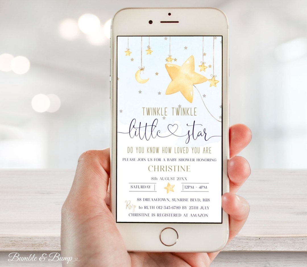 Twinkle Twinkle Little Star Baby Shower Invitation Text to Guests ...