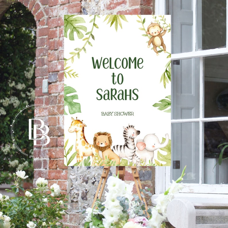 Safari First Birthday editable Welcome Sign Safari Themed - Etsy UK