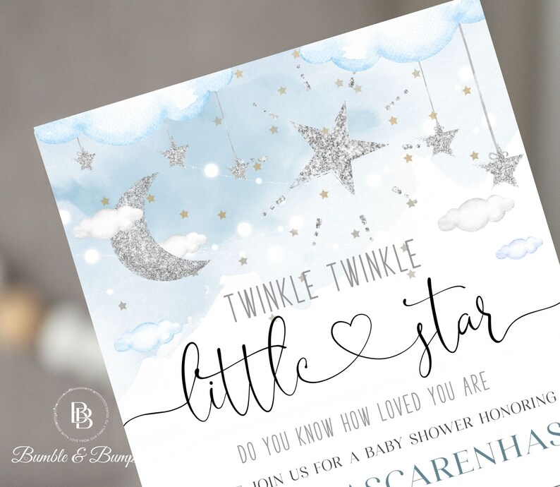 Twinkle Twinkle Little Star Dusty Blue & Silver Printable Baby - Etsy