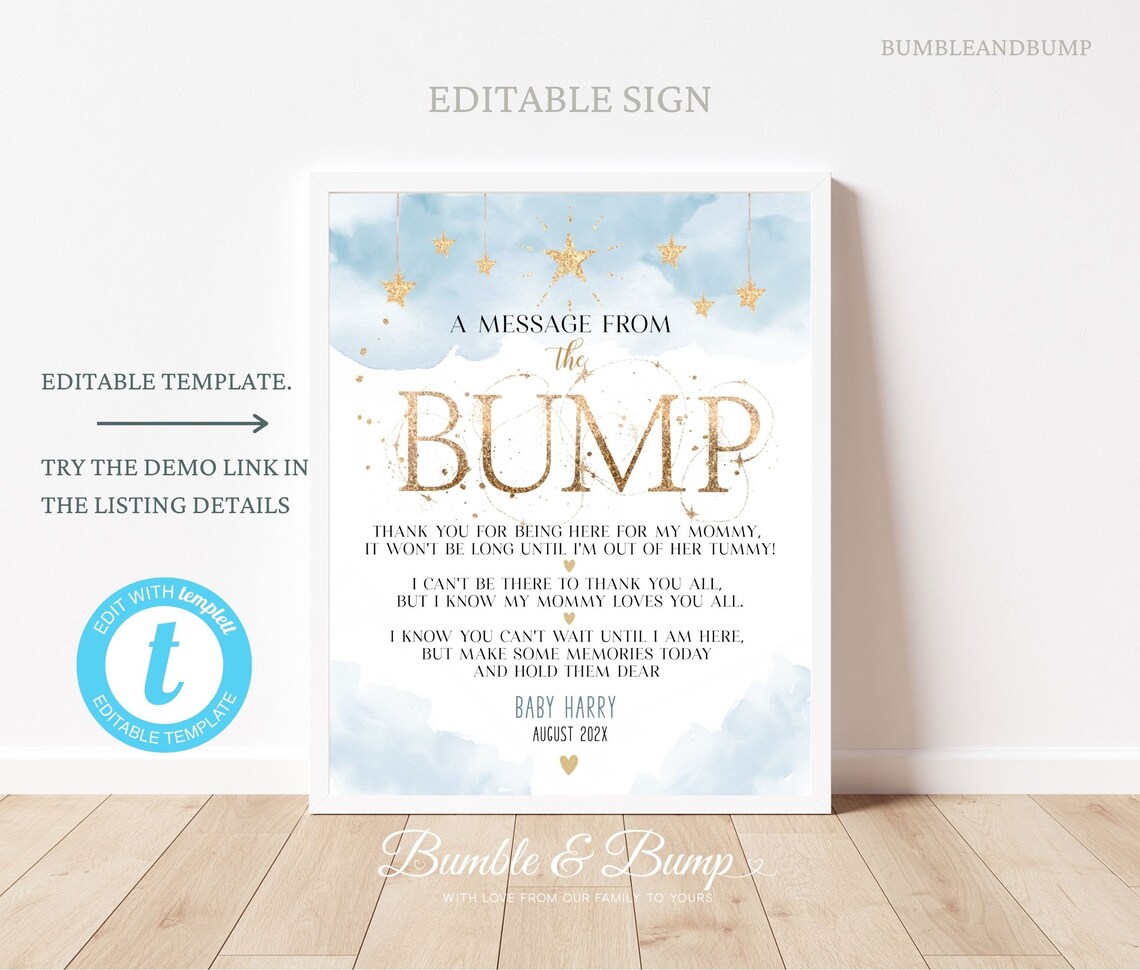 Editable Message From the Bump Twinkle Twinkle Little Star - Etsy Australia