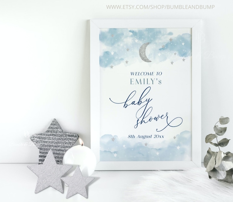 Twinkle Twinkle Little Star Welcome Sign Blue White & Silver - Etsy