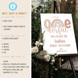 Boho Rainbow 1st Birthday Welcome Sign Isn't She Onederful First ...
