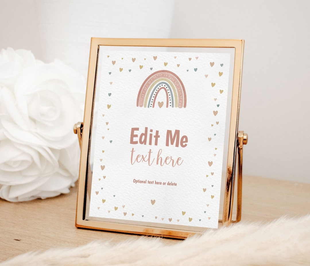 Editable Boho Rainbow Birthday Table Signs Printable Birthday Sign ...