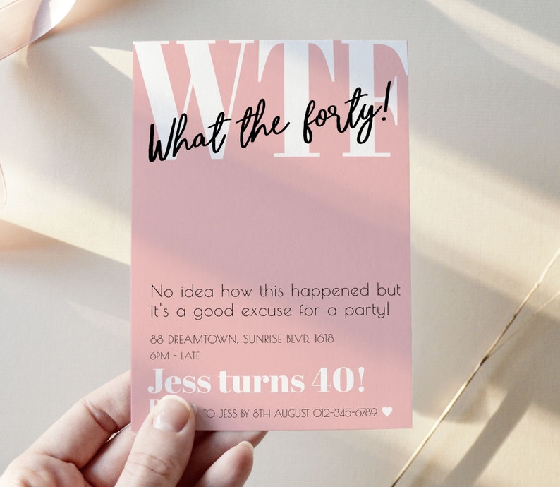 40th Birthday Invitation Printable Fortieth Birthday Invite - Etsy