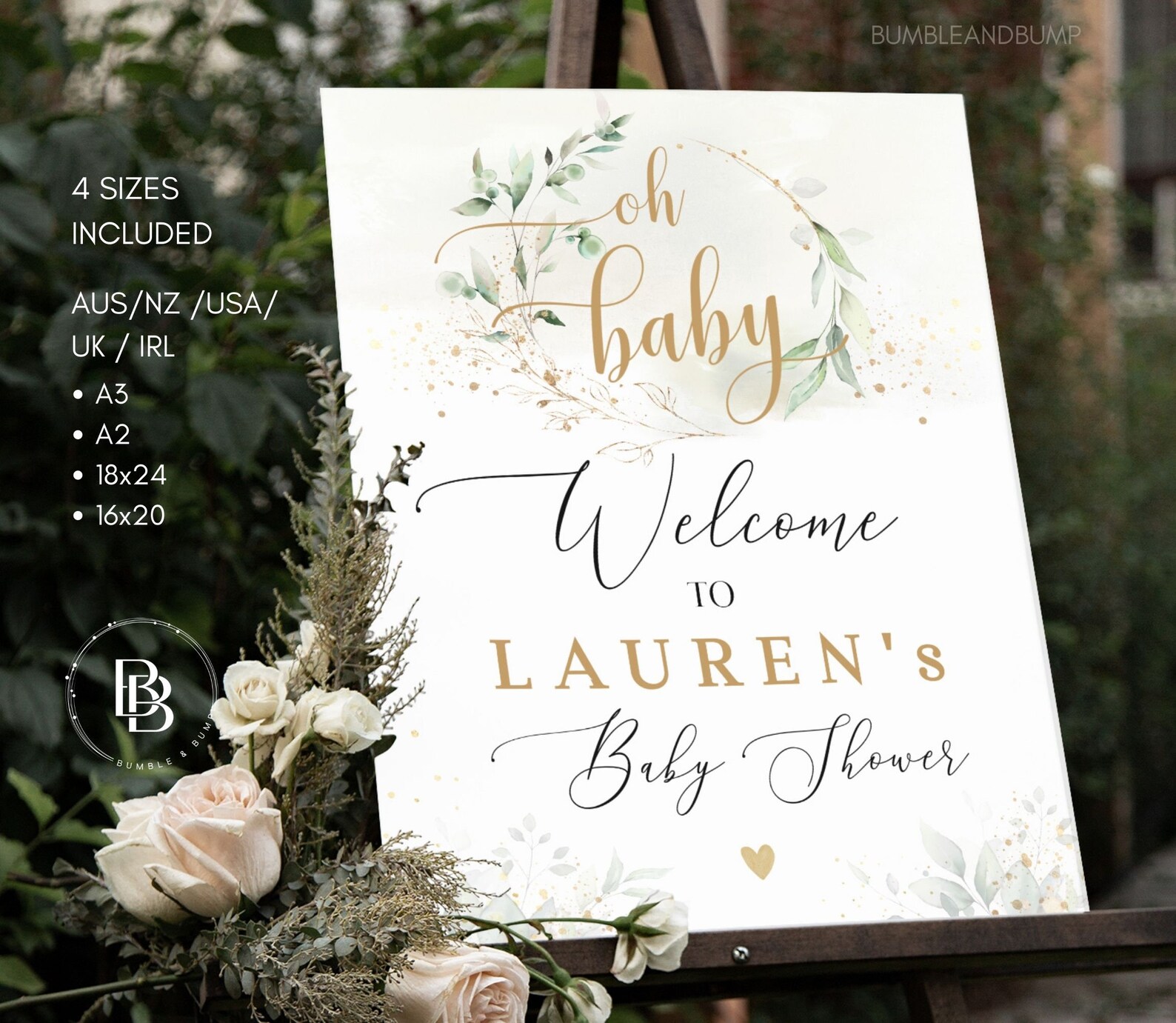Greenery Baby Shower Welcome Sign Oh Baby Greenery Sage - Etsy
