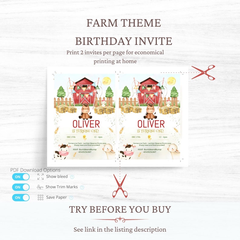 Farm Birthday EDITABLE Invitation Farm Birthday Invitation - Etsy