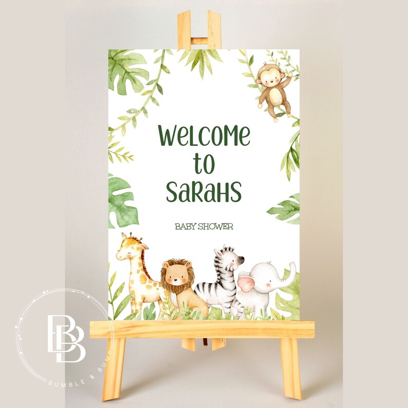 Safari First Birthday editable Welcome Sign Safari Themed - Etsy UK