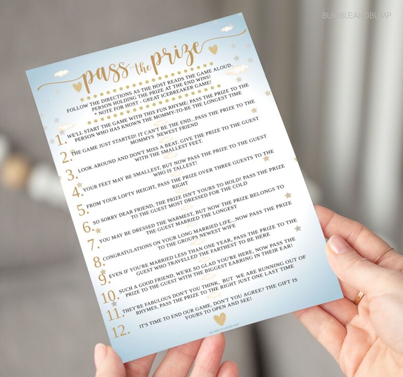 Pass the Prize Rhyme Game Printable Baby Shower Game Dusty - Etsy
