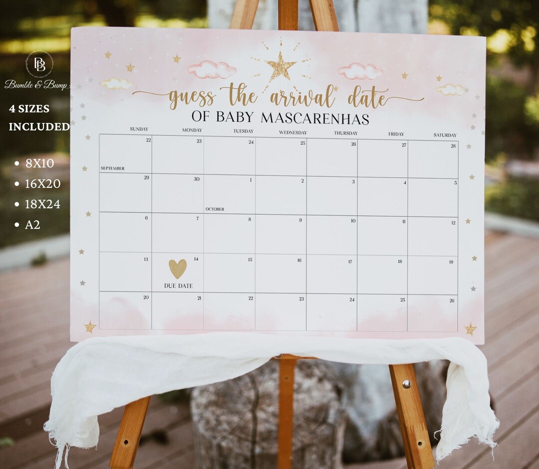 Baby Arrival Date Calendar Sign Guess the Birth Date Baby - Etsy