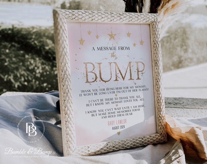 Editable Message From the Bump | Twinkle Little Star Baby Shower Sign ...