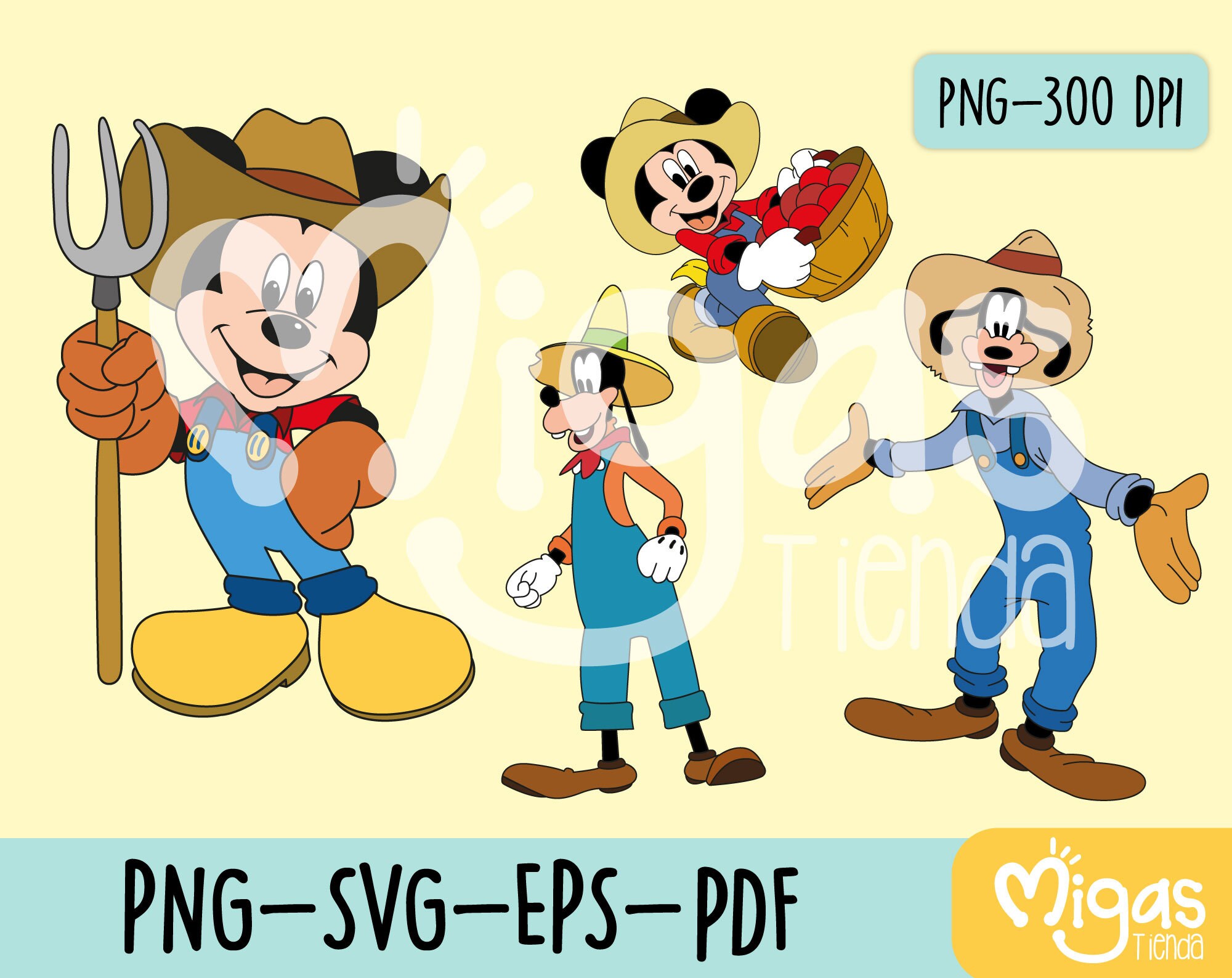Mickey and Goofy Farmer SVG Clipart Vector Eps Png Pdf - Etsy