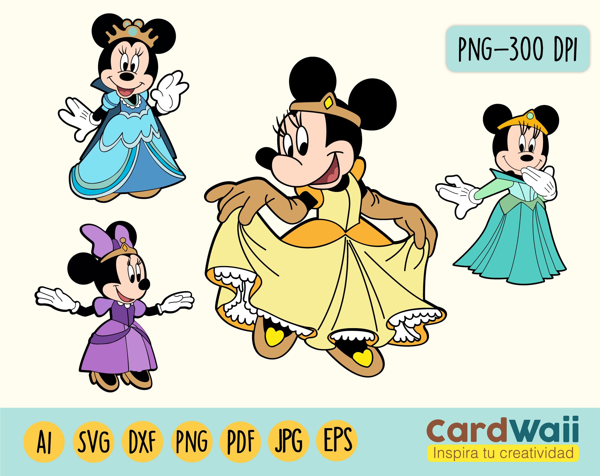 Minnie Princess Dress Queen SVG Clipart, Vector, Eps, Png, Pdf, Dxf - Etsy