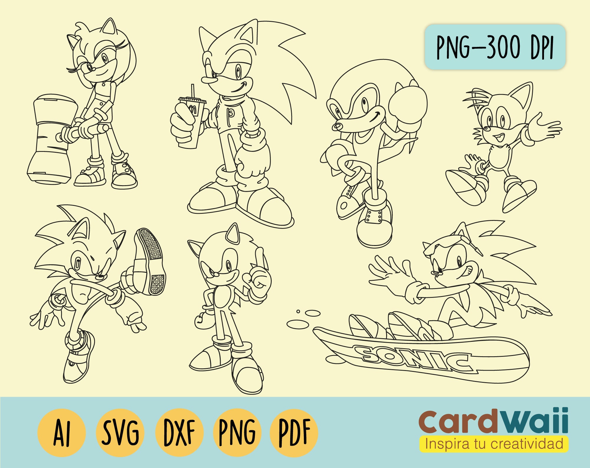Sonic SVG the Hedgehog Clipart Vector, Eps, Png, Pdf Sonic Characters ...