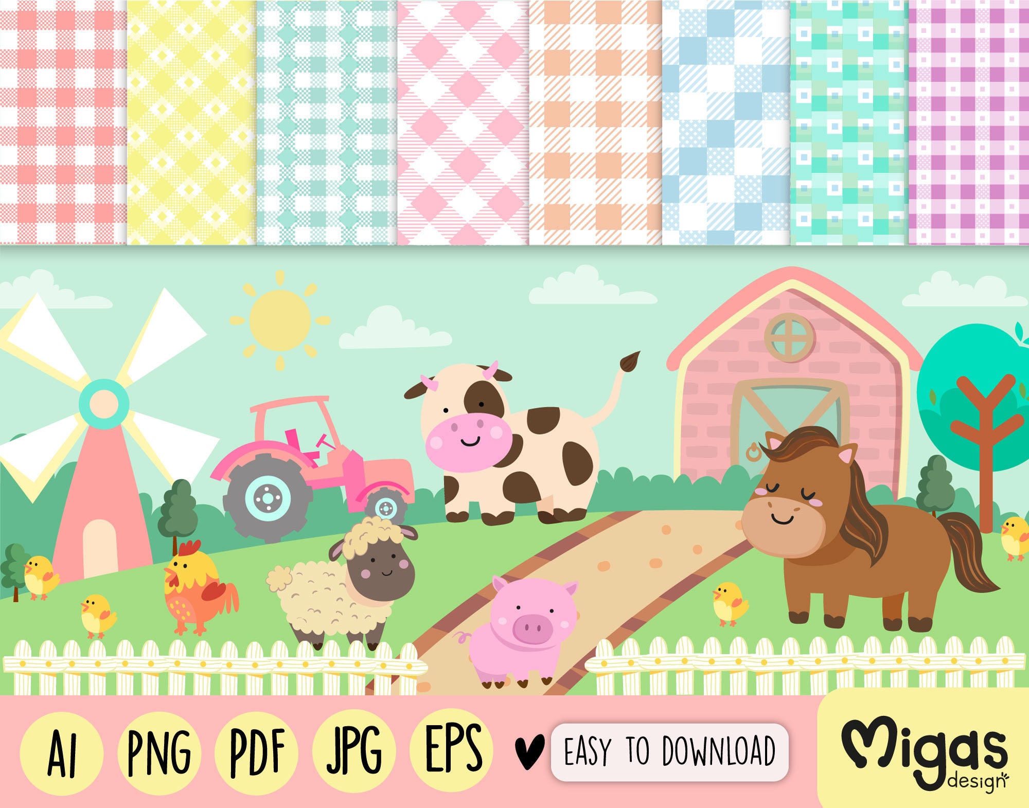Farm Animal Border Clip Art