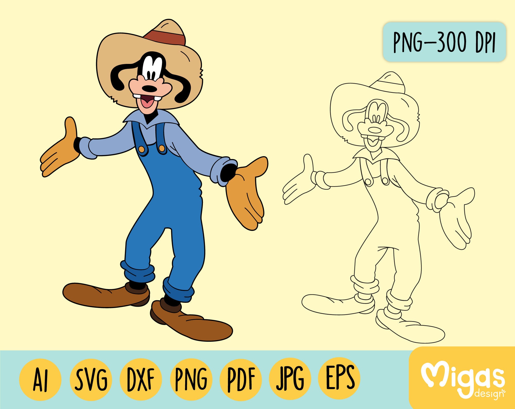 Goofy Farmer SVG Clipart Vector Eps Png Pdf - Etsy Denmark