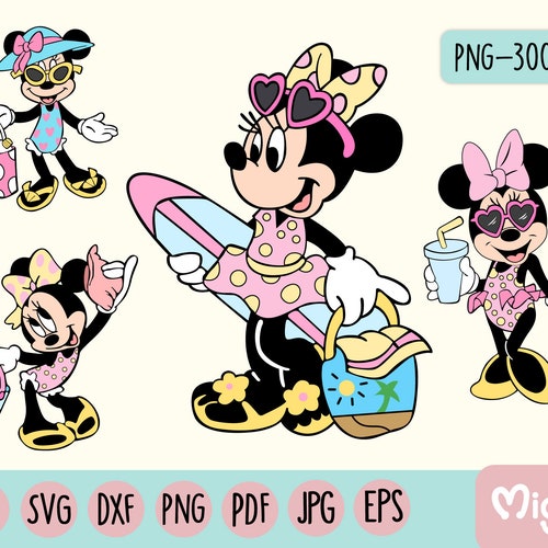 Minnie on the Beach Card SVG Clipart Prediseñados Vector - Etsy