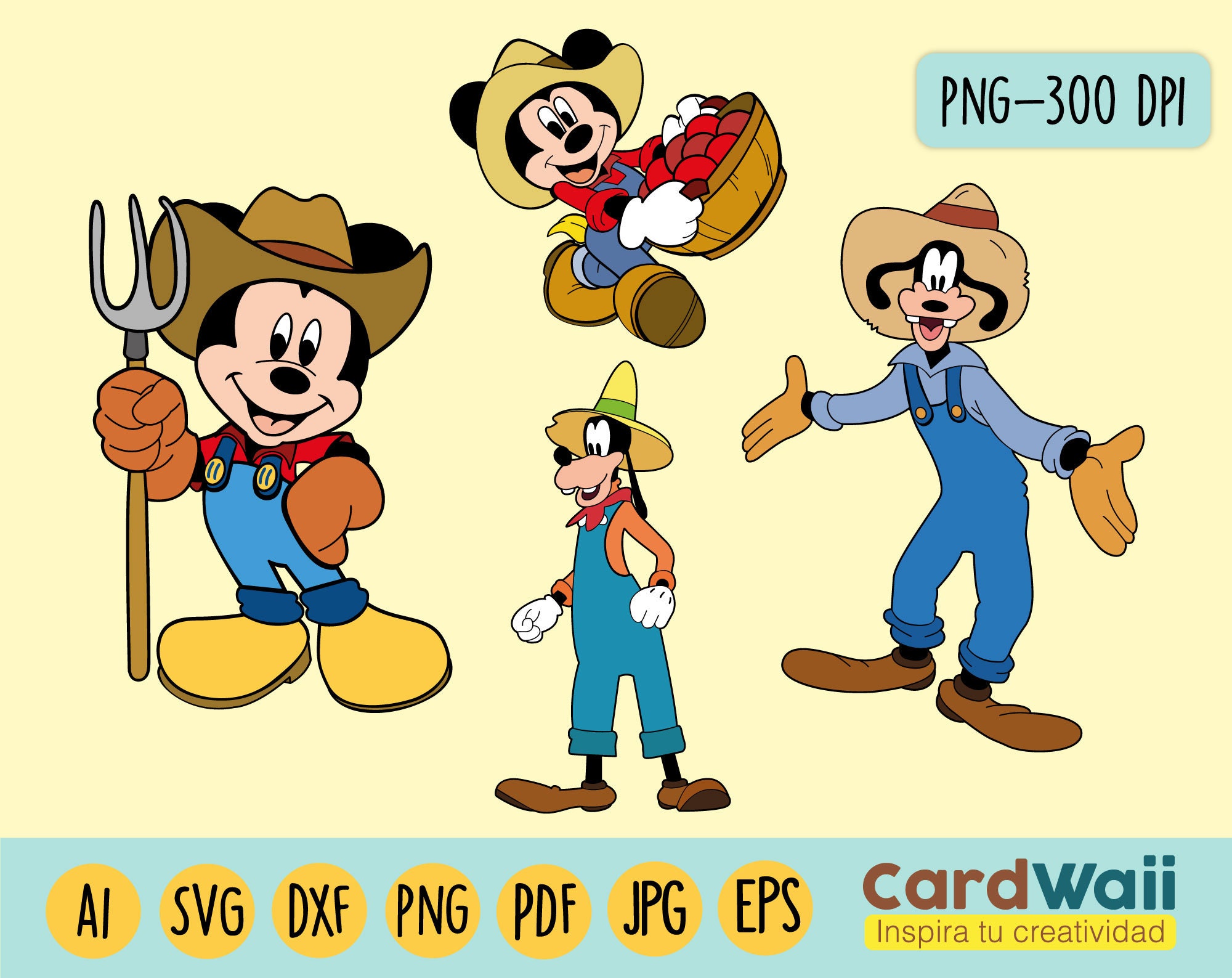 Mickey and Goofy Farmer SVG Clipart, Vector, Eps, Png, Pdf - Etsy