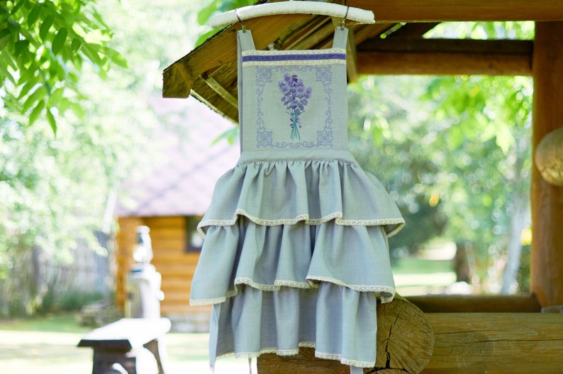 Lavender Apron Chic Apron Women Apron Embroider Apron Ruffle - Etsy