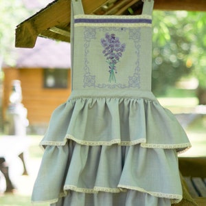 Lavender Apron Chic Apron Women Apron Embroider Apron Ruffle Apron ...