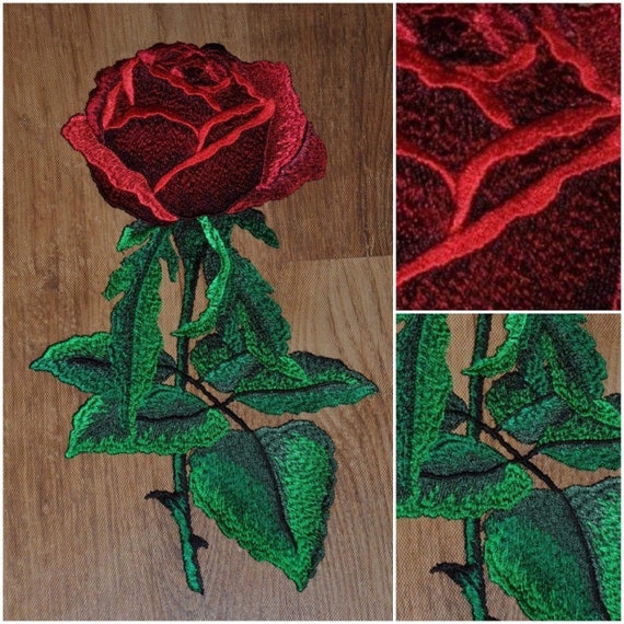 APPLIQUE ROSE LARGE Beautiful Embroidered Rose Applique in | Etsy