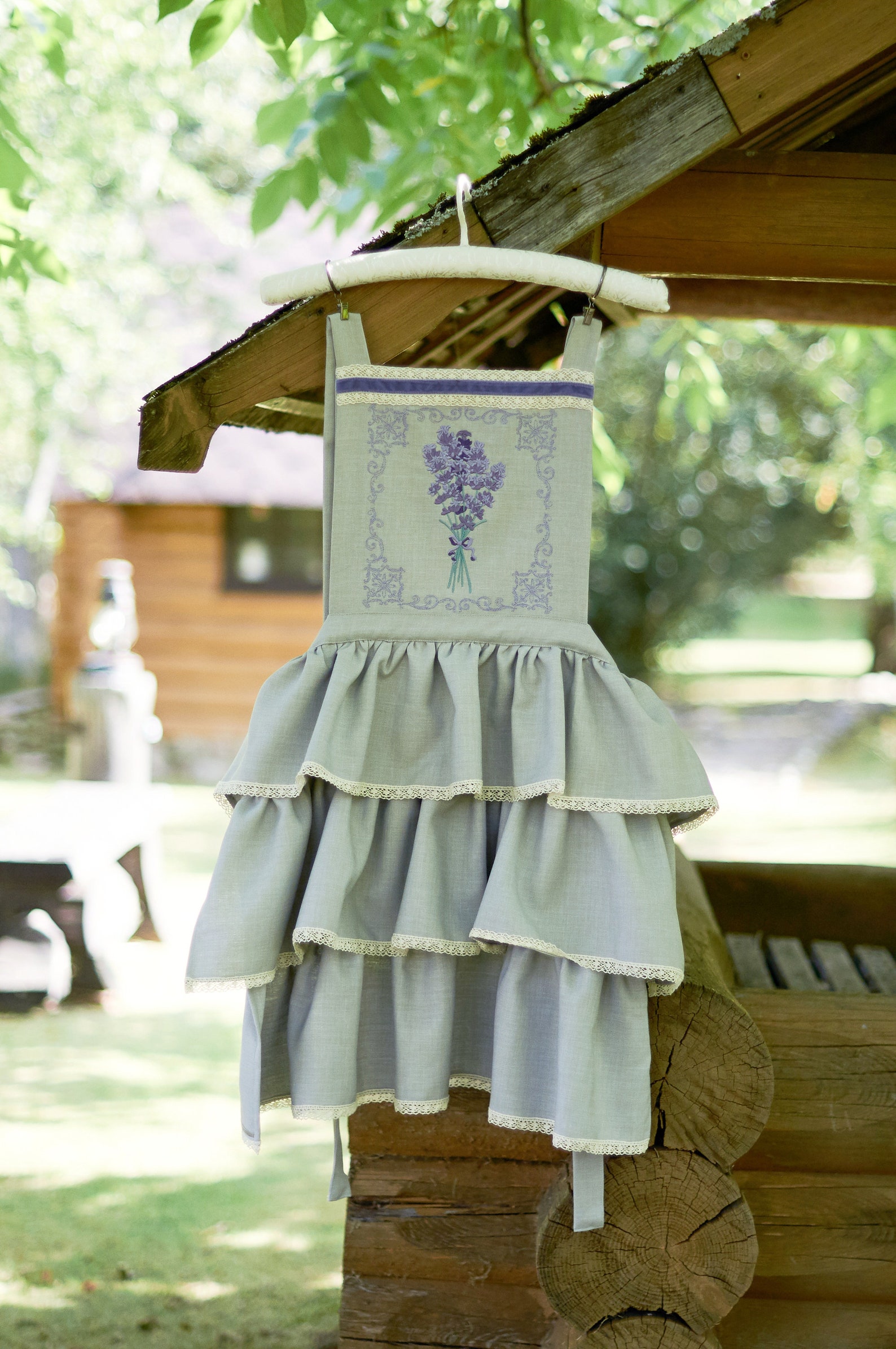 Lavender Apron Chic Apron Women Apron Embroider Apron Ruffle - Etsy