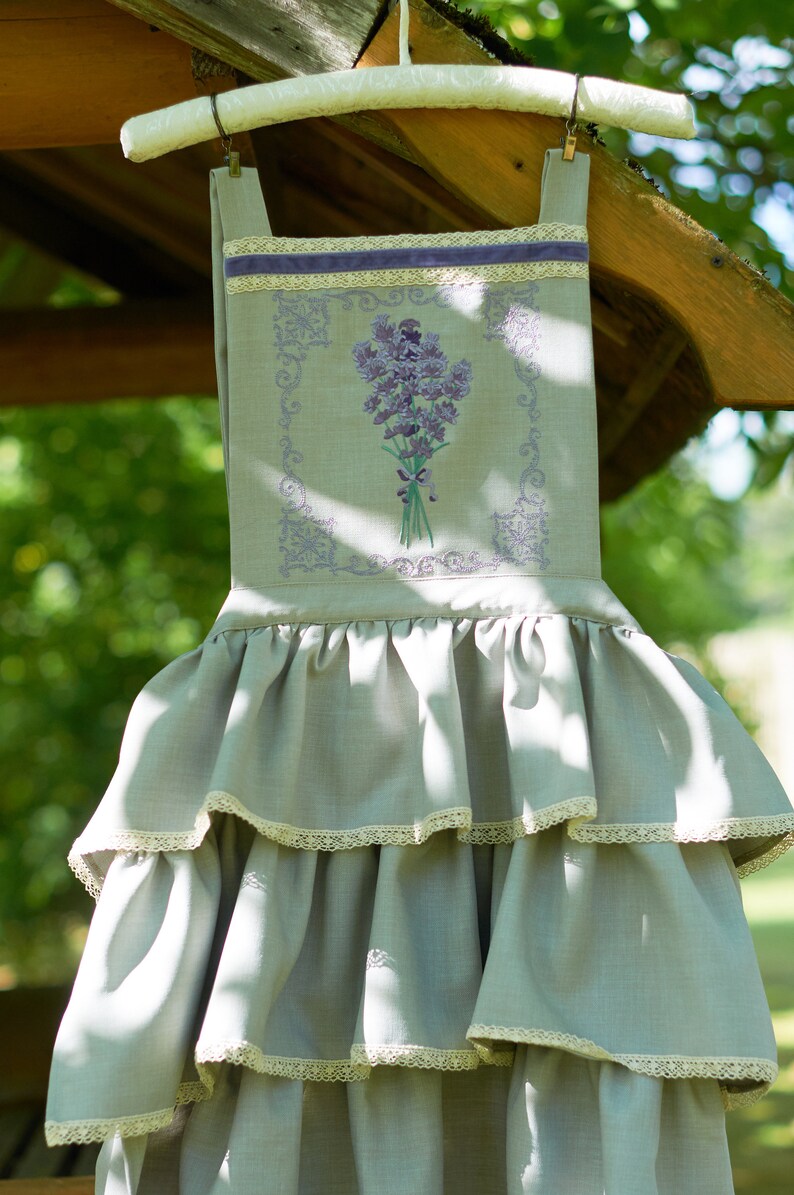 Lavender Apron Chic Apron Women Apron Embroider Apron Ruffle - Etsy