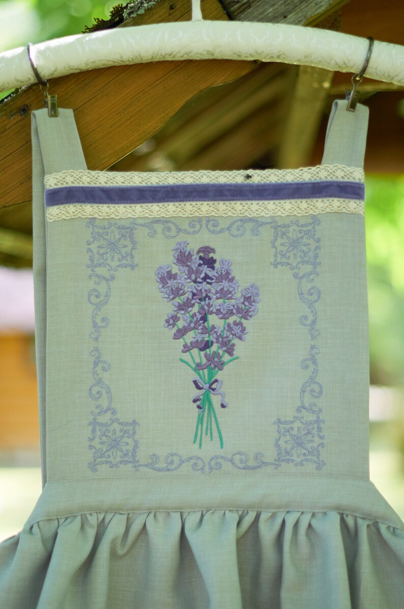 Lavender Apron Chic Apron Women Apron Embroider Apron Ruffle - Etsy