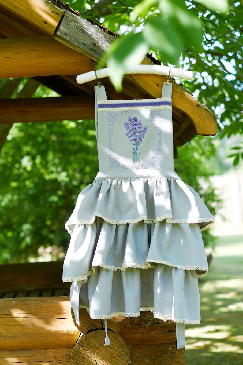 Lavender Apron Chic Apron Women Apron Embroider Apron Ruffle - Etsy