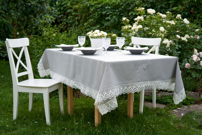 Embroidered Tablecloth Beautiful Grass Pastel Silver Grass - Etsy