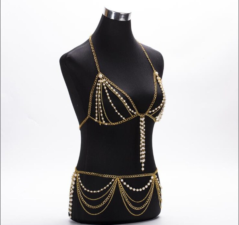 Pearl Tassel Body Waist Chain Belly Dance Sexy Belly Chain Etsy