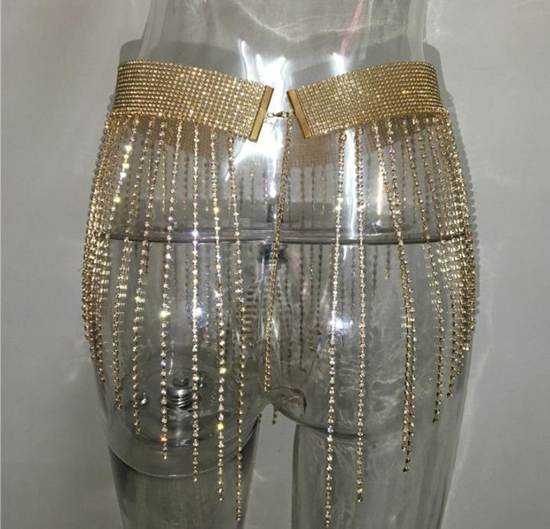 Sexy Rhinestone Body Chain Skirt Tassel Body Chain Skirt Etsy