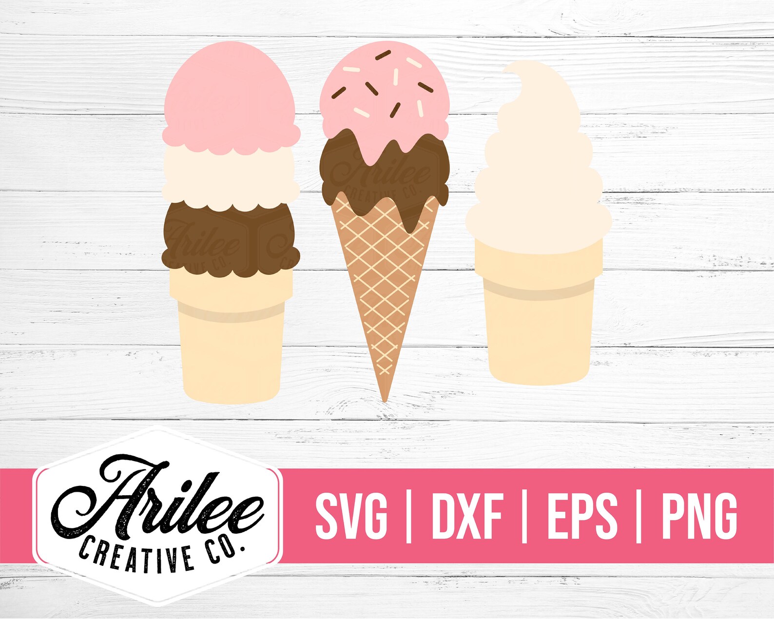 Ice Cream Cone SVG Set Ice Cream Cone SVG Ice Cream SVG | Etsy