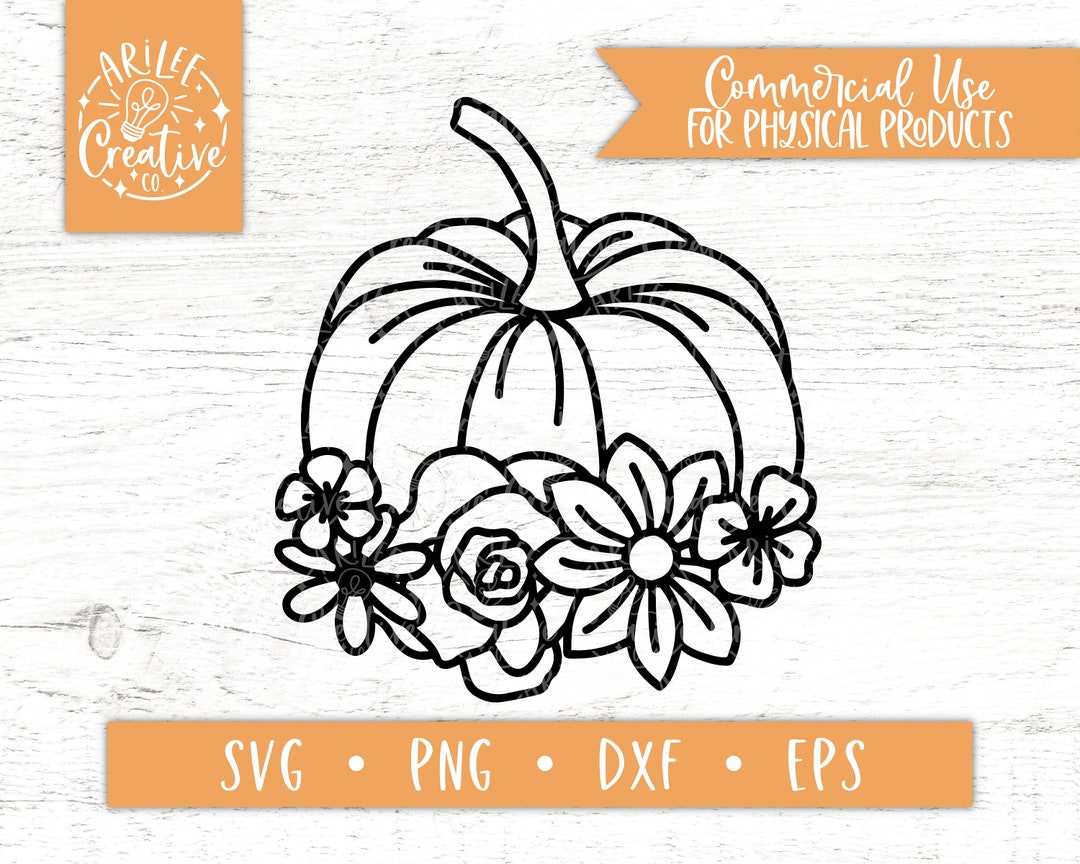 Floral Pumpkin SVG, Pumpkin SVG, Pumpkin With Flowers Svg, Pumpkin With ...