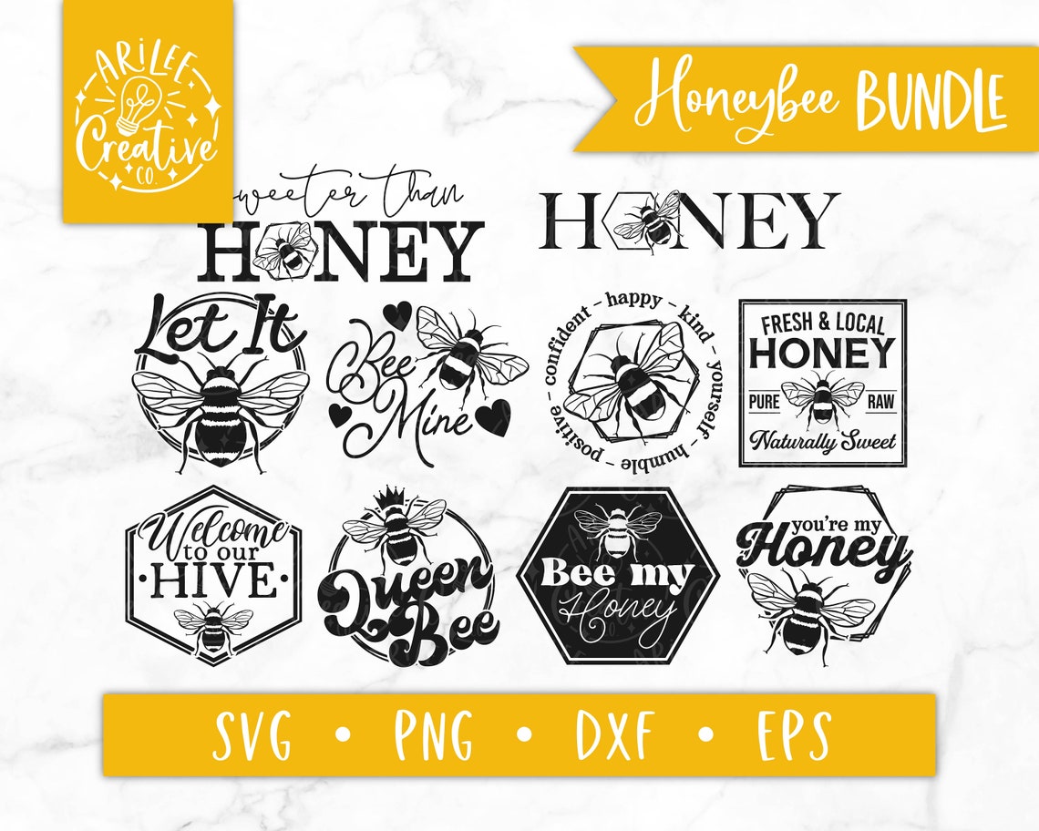 Bee SVG Bundle Bee Mine SVG Bee Happy SVG Honey Svg - Etsy