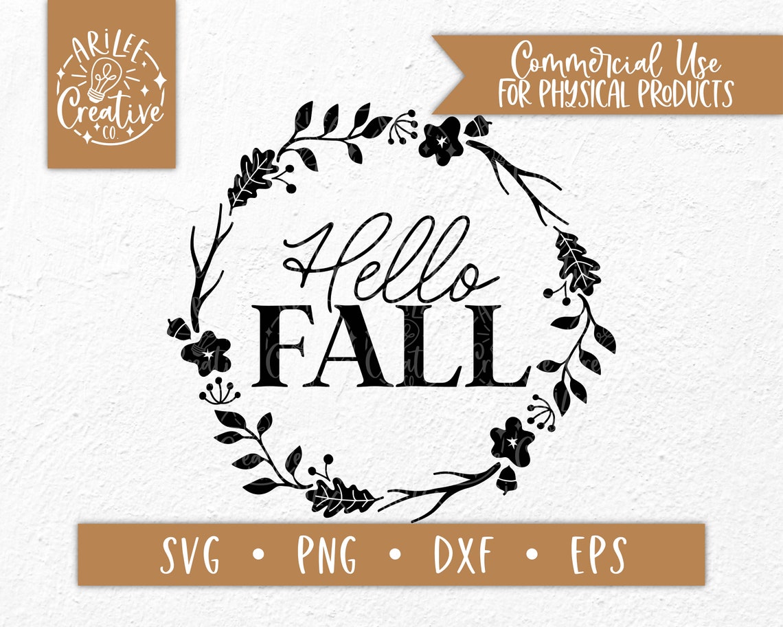 Hello Fall SVG, Fall Wreath SVG, Hello Fall PNG, Autumn Wreath Png ...