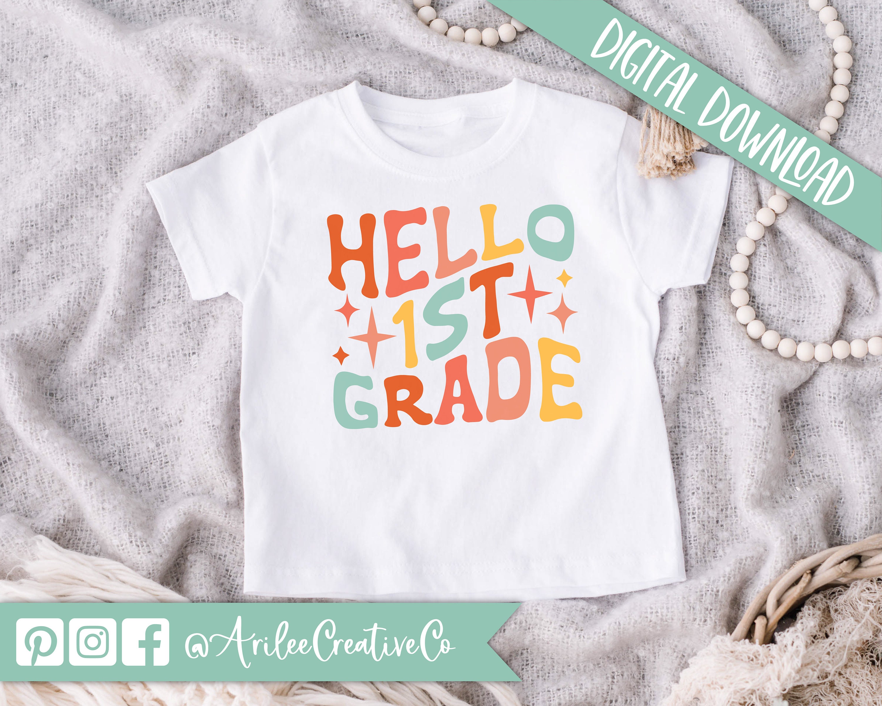 1st Grade SVG, First Grade SVG, First Day of School SVG, Hello 1st ...
