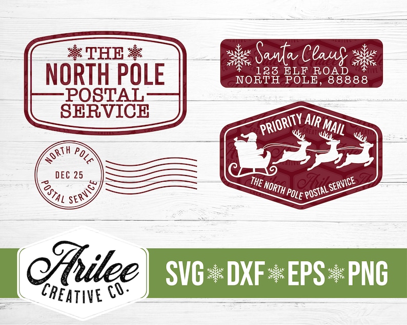 Christmas SVG Bundle - Christmas Stamps SVG - Postage Seal SVG - Santa ...