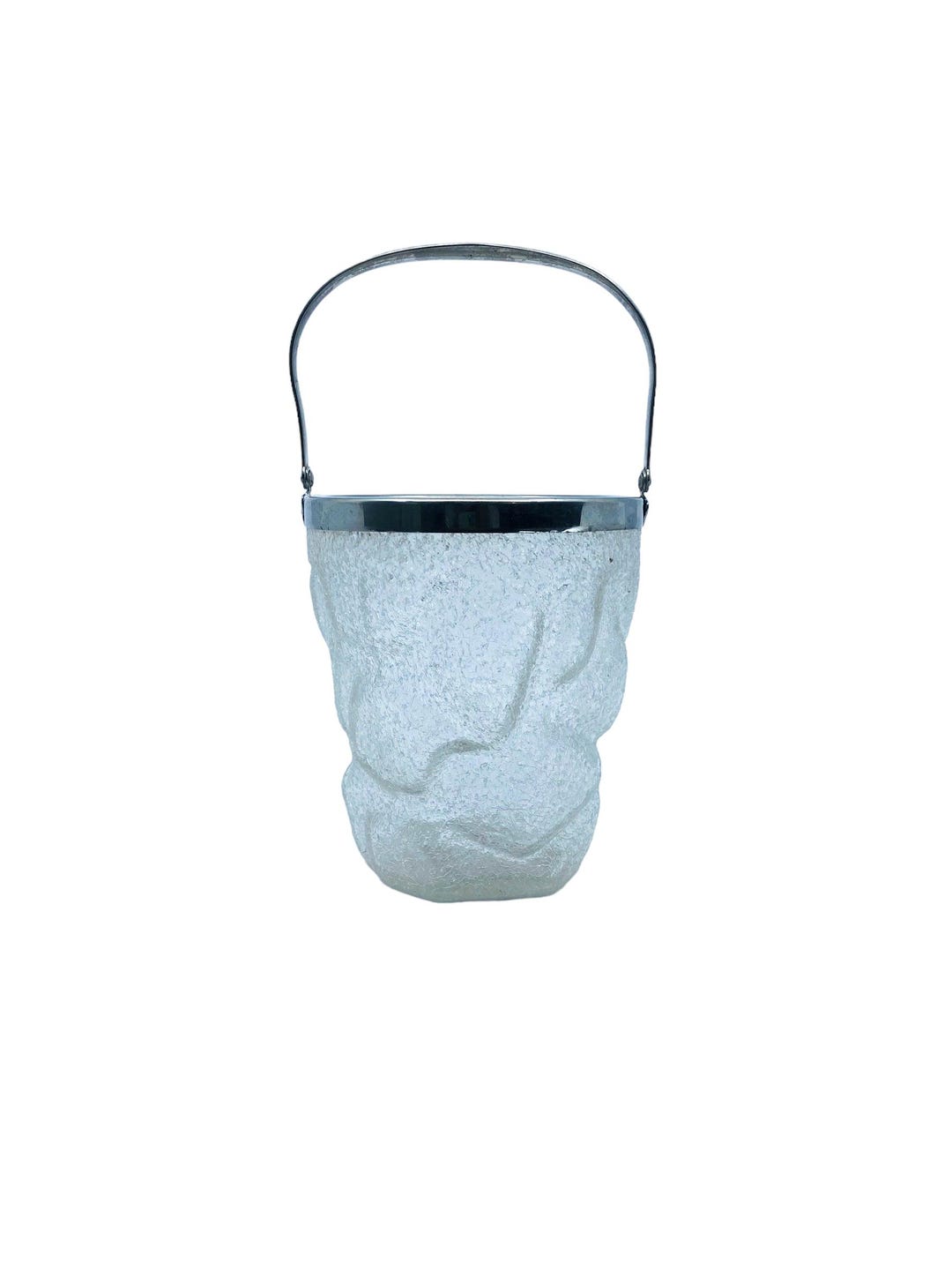 MCM Crackle Glass & Silverplate Ice Bucket, Germany - Etsy