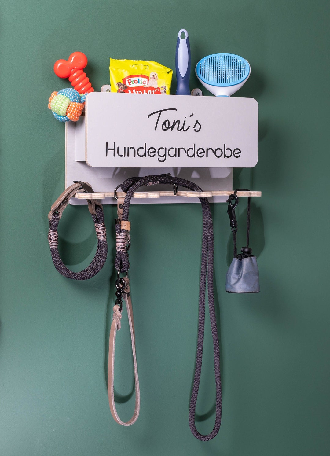 Dog Coat Rack With Storage Box Made of Wood Customizable Handmade Linen ...