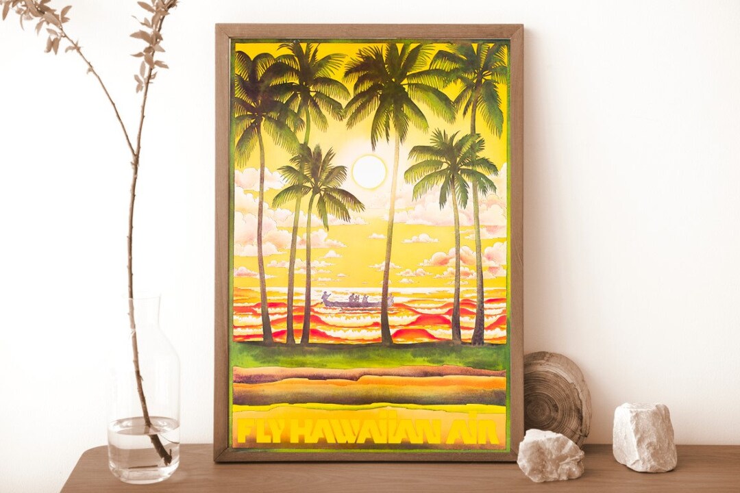 Fly Hawaiian Air Poster Hawaii Poster Tropical Poster - Etsy