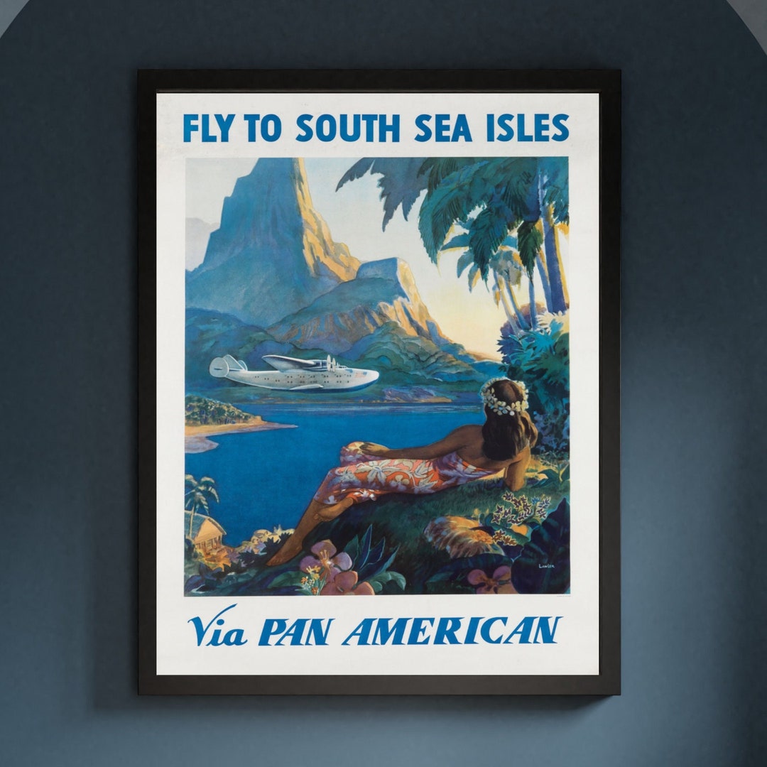 Vintage Pan Am Poster Reproduction, Hawaii Travel Art, Old Airline Print, Tropical Art of ...