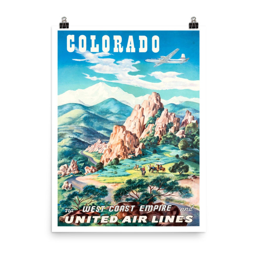 Poster di viaggio vintage Colorado poster United Airlines - Etsy Italia