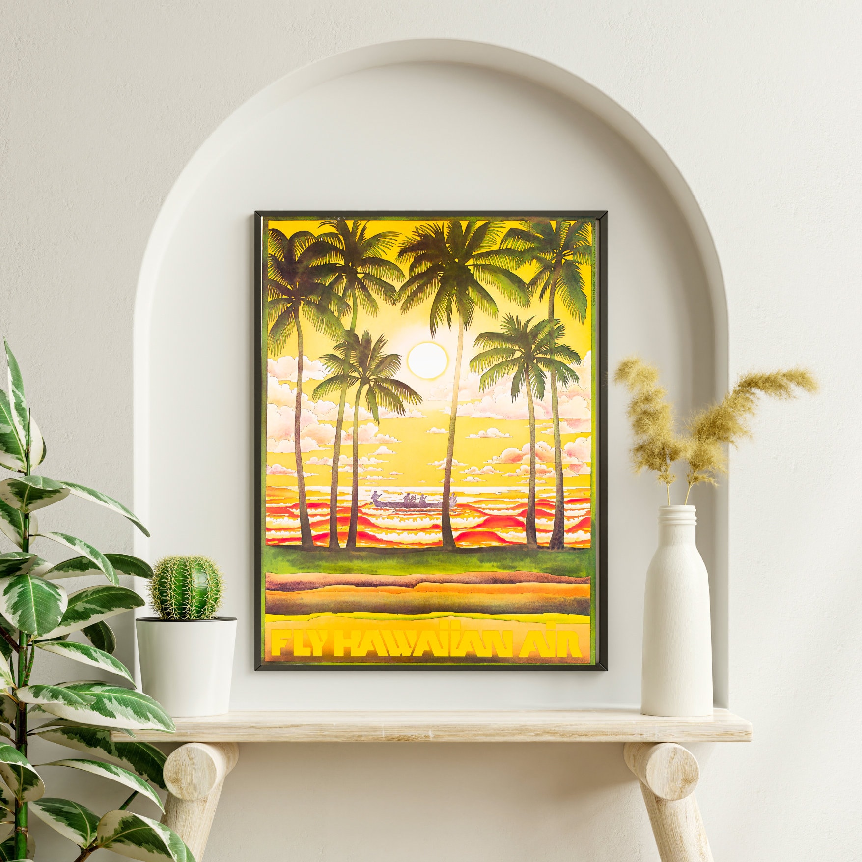 Fly Hawaiian Air Poster, Hawaii Poster, Tropical Poster Prints, Vintage ...