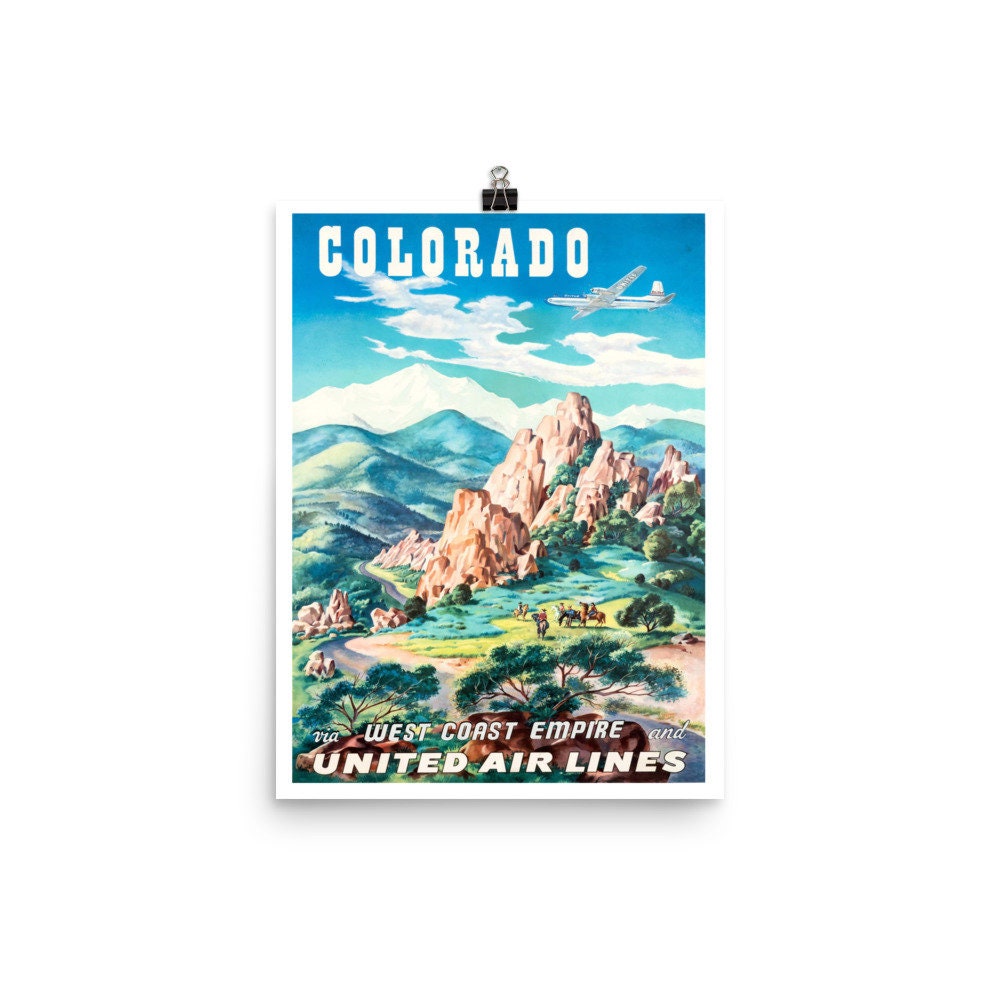 Poster di viaggio vintage Colorado poster United Airlines - Etsy Italia