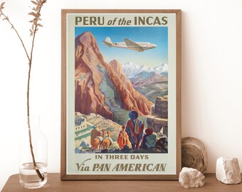 Peru Print: Vintage South American Travel Poster - Etsy