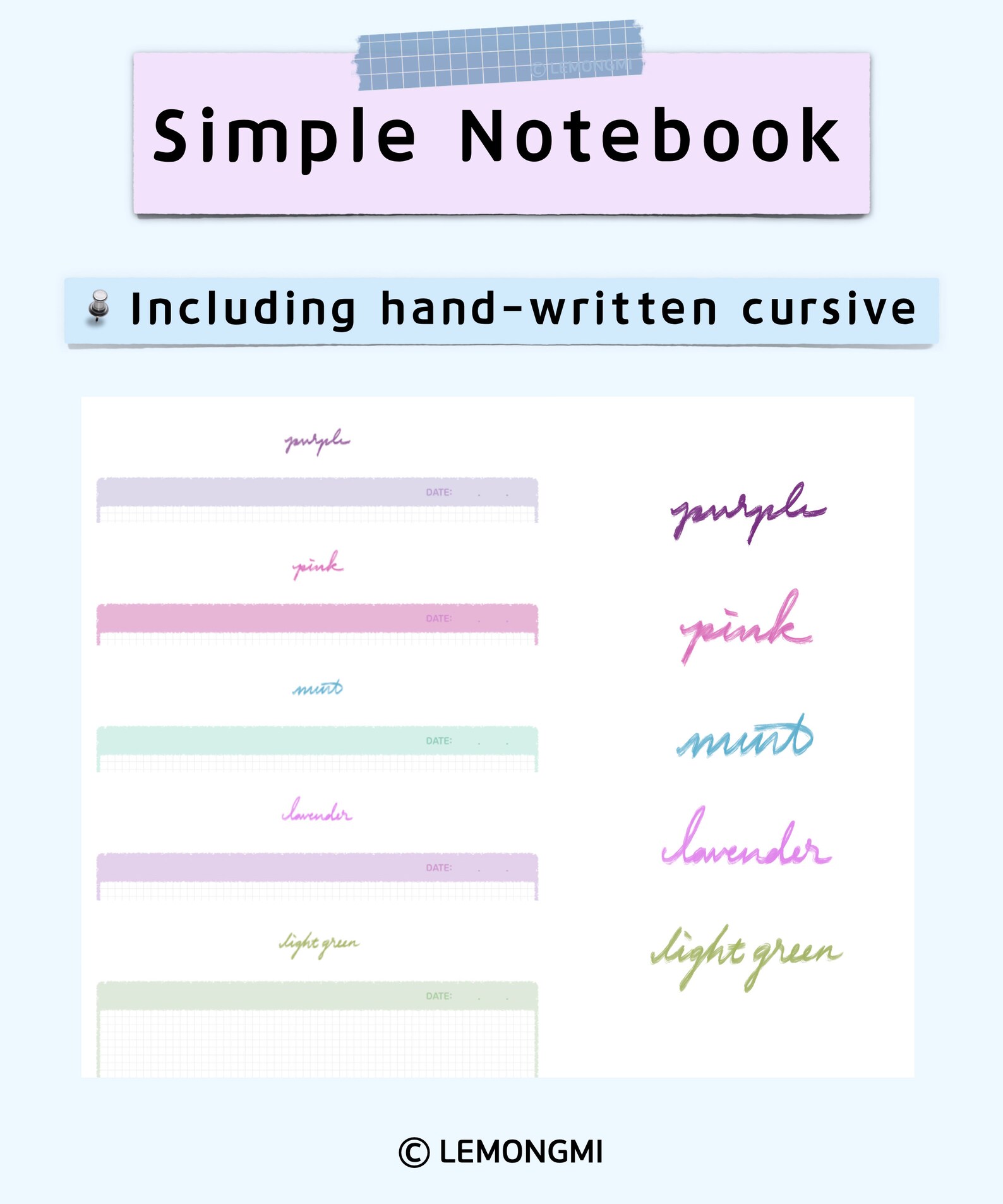 Simple Notebook Templates, Note Taking, Pages, Lined, Grid, Cornell ...