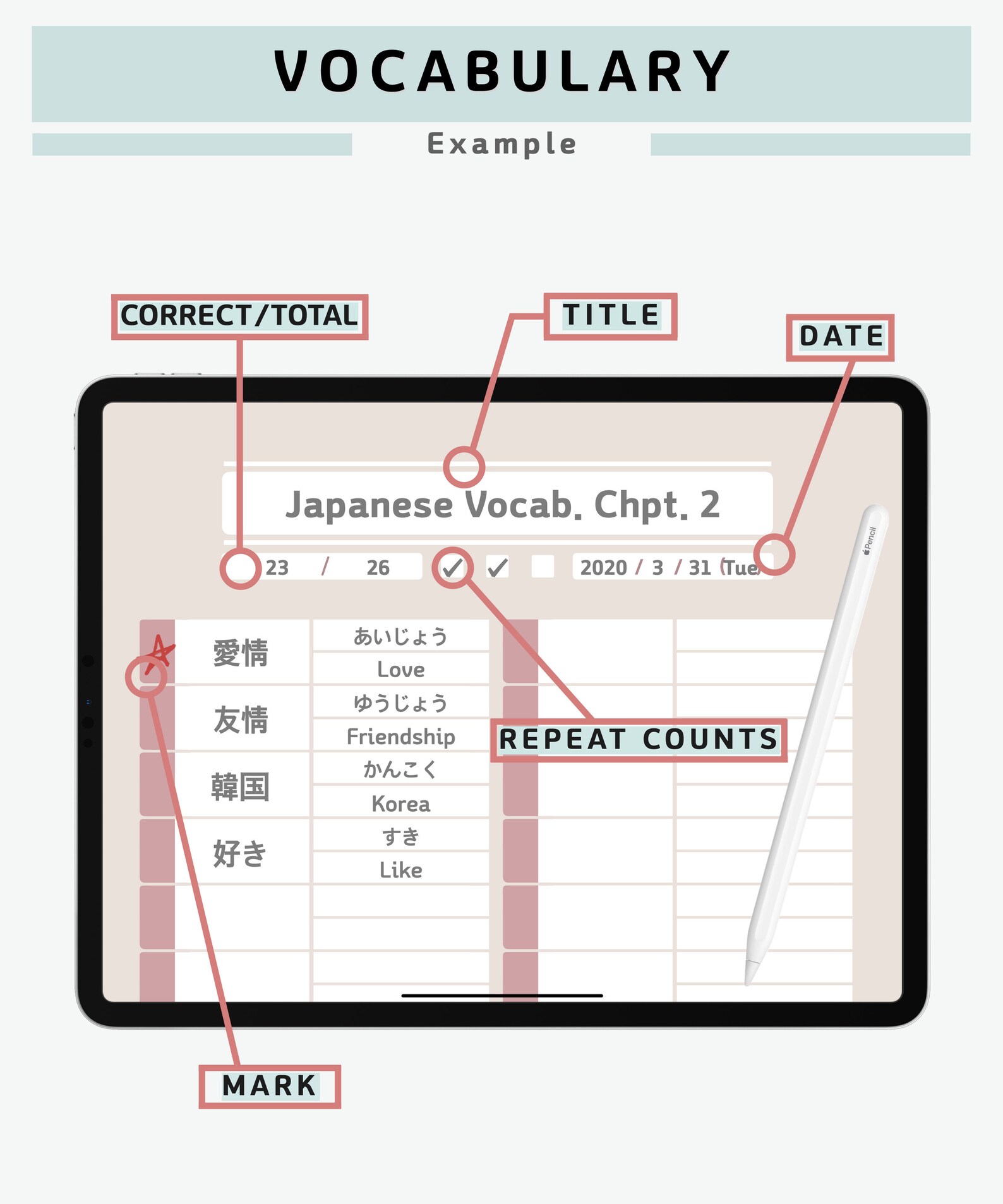 Vocabulary Goodnotes Templates PDF Etsy Australia