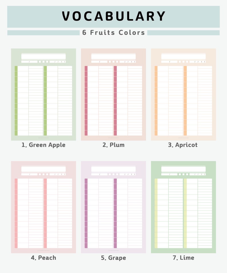 Vocabulary Goodnotes Templates PDF Etsy Singapore